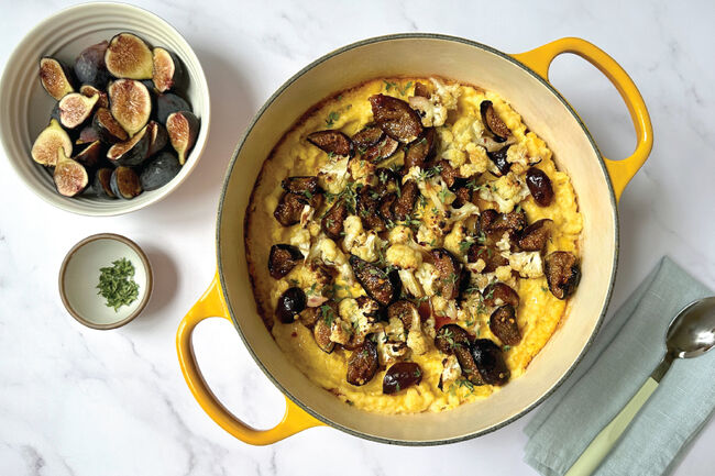 Cheesy Baked Polenta with Roasted Cauliflower and Figs | Le Creuset®