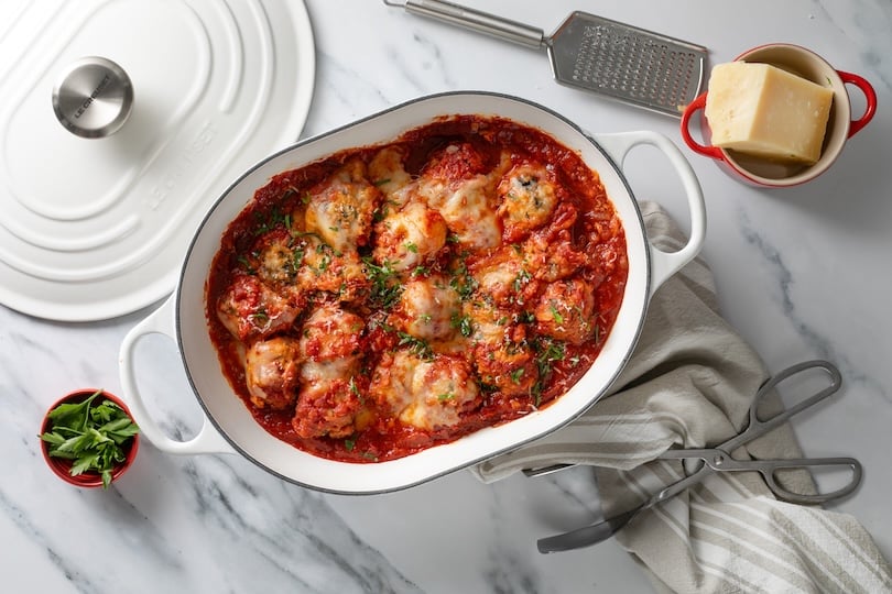 Weeknight Chicken Parm Meatballs | Le Creuset®